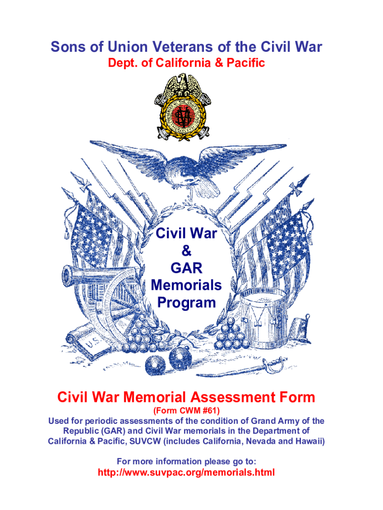 Fillable Online Civil War Memorial Assessment Form (form Cwm #61) Fax ...