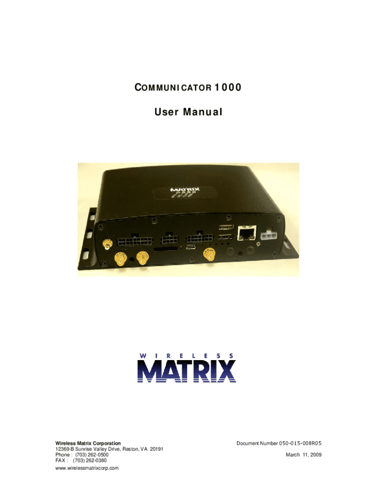 Fillable Online Wireless Matrix Communicator 1000 User Manual Fax Email Print - pdfFiller