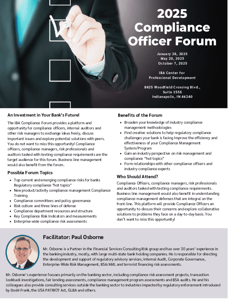 Fillable Online 2025 Compliance Forum Registration Fax Email Print ...
