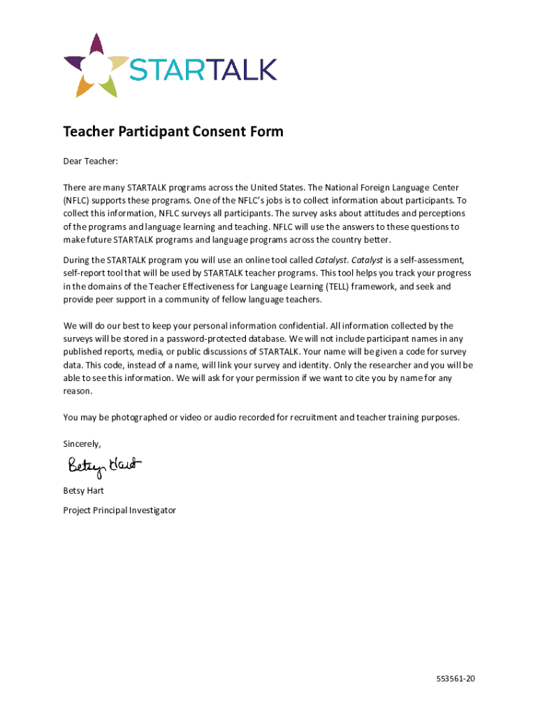Fillable Online Teacher Participant Consent Form Fax Email Print - pdfFiller