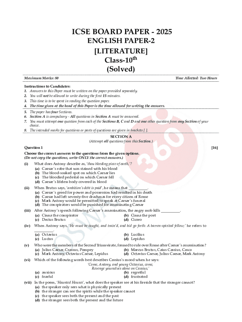 Fillable Online English Paper-2 (literature) Fax Email Print - pdfFiller