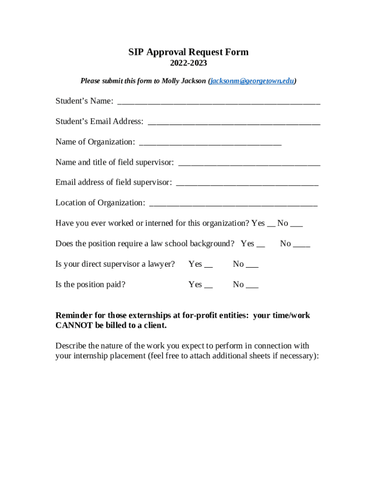 Sip Approval Request Doc Template | pdfFiller