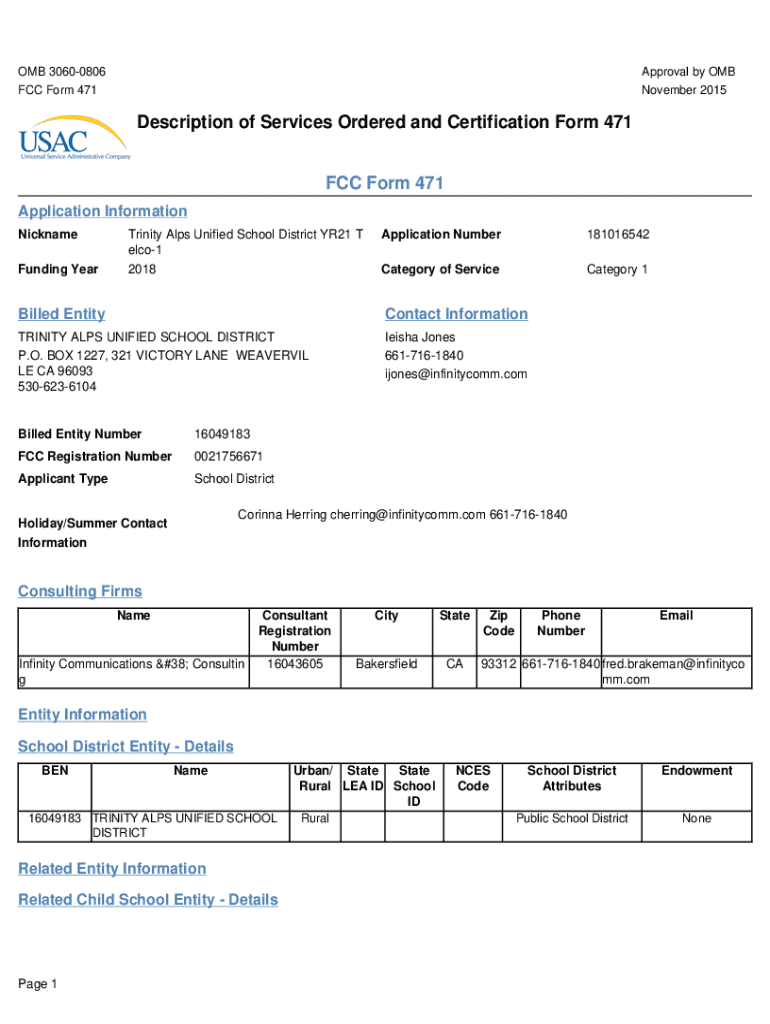 Fillable Online Description of Services Ordered and Certification Form ...