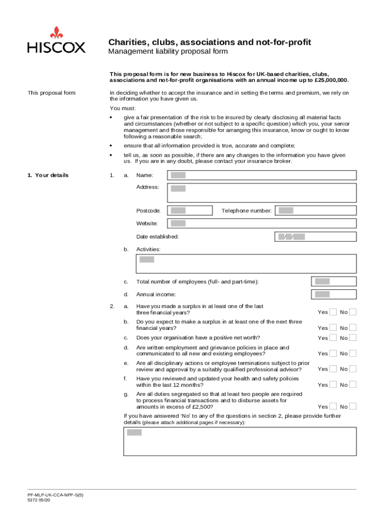 Hiscox Proposal Doc Template | pdfFiller