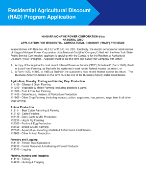 National Grid Application For Residential Agricultural Discount (RAD ...