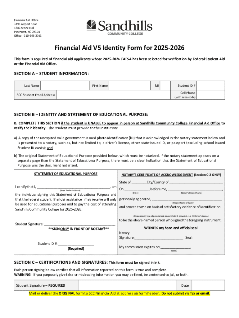Fillable Online Financial Aid V5 Identity Form Fax Email Print - pdfFiller
