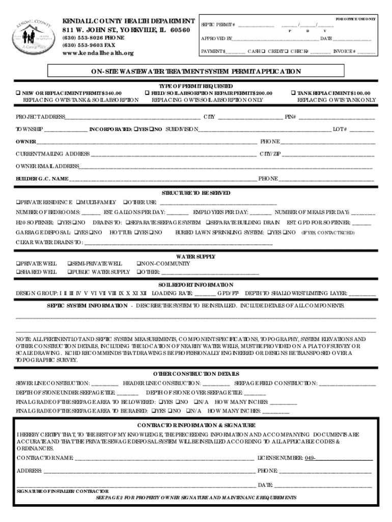 Fillable Online Septic Permit Application Fax Email Print - pdfFiller