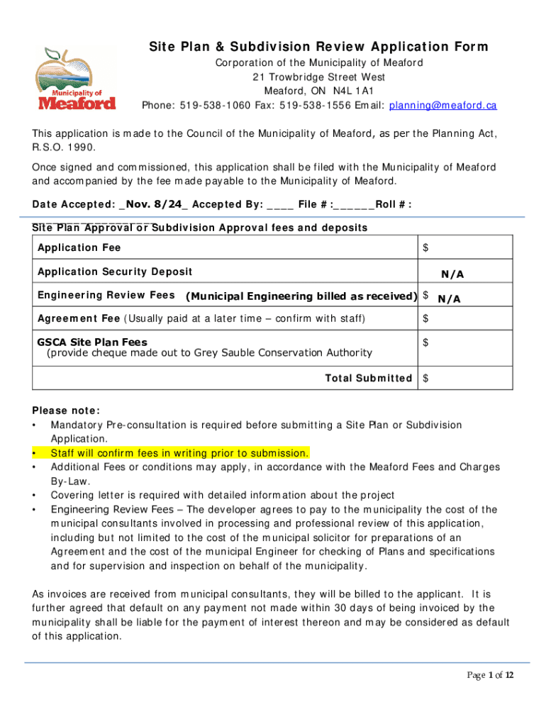 Fillable Online Site Plan & Subdivision Review Application Fax Email Print - pdfFiller