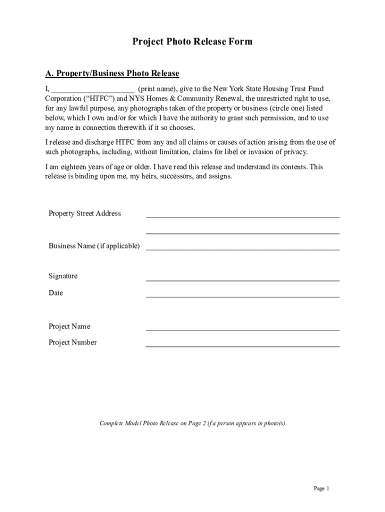 Fillable Online Project Photo Release Fax Email Print - pdfFiller