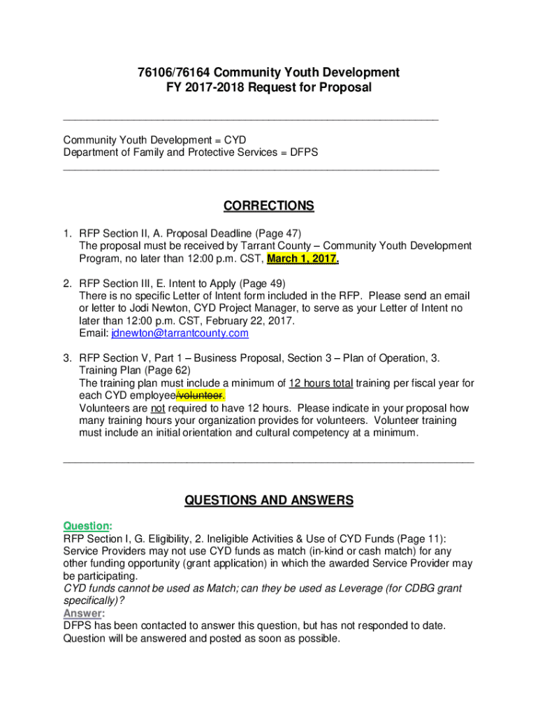 Fillable Online Fy 2017-2018 Community Youth Development Request for ...