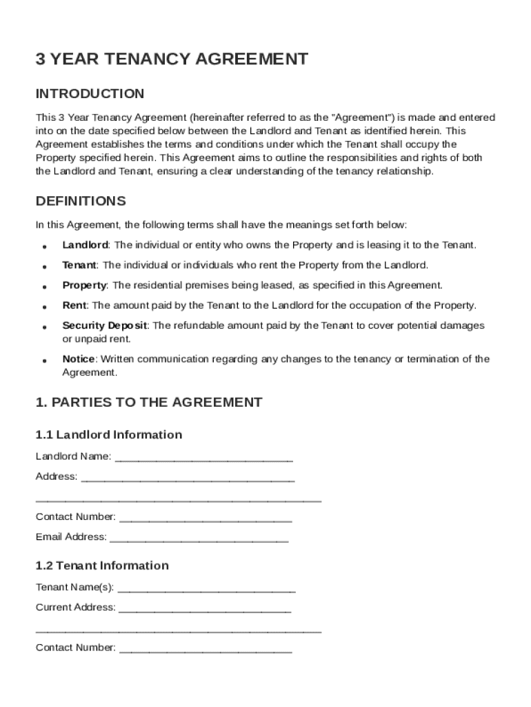 3 Year Tenancy Agreement Template: Fill out & sign online | DocHub