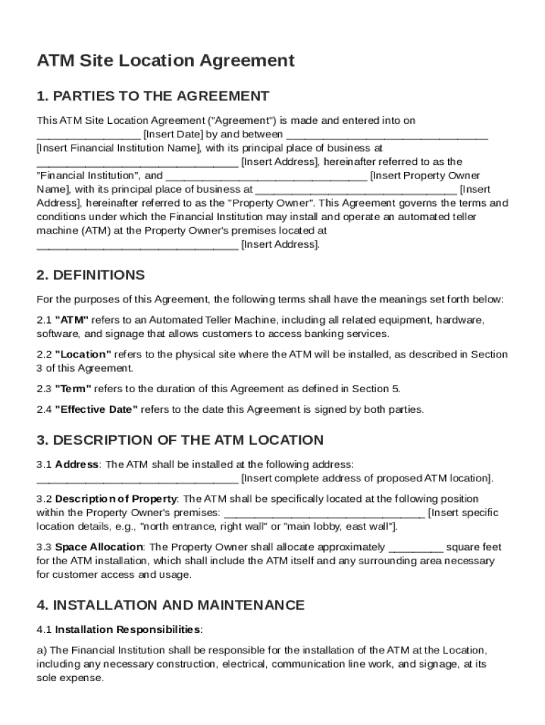 ATM Site Location Agreement Template: Fill out & sign online | DocHub