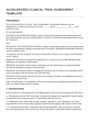 Accelerated Clinical Trial Agreement Template Form - Fill Online ...