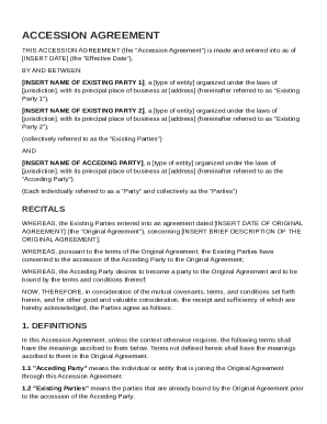 Accession Agreement Template Form - Fill Online, Printable, Fillable ...