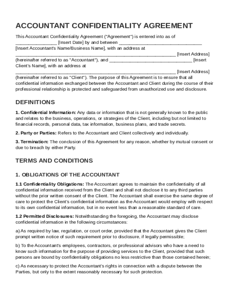 Accountant Confidentiality Agreement Template: Fill out & sign online | DocHub