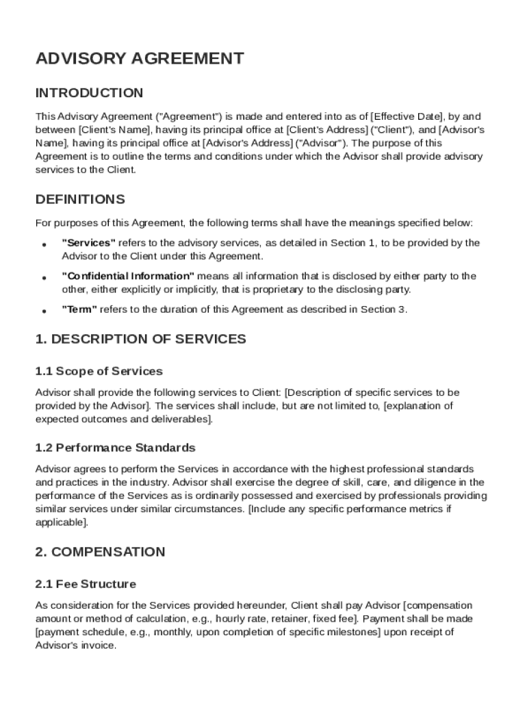 Advisory Agreement Template: Fill out & sign online | DocHub