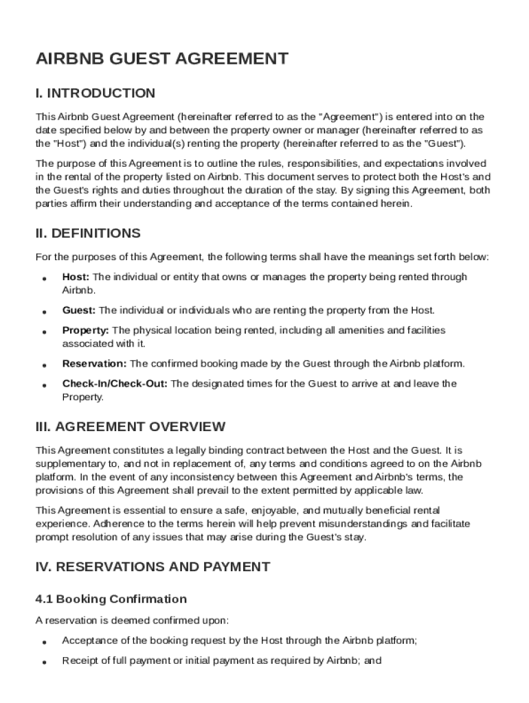 Airbnb Guest Agreement Template Form - Fill Online, Printable, Fillable ...
