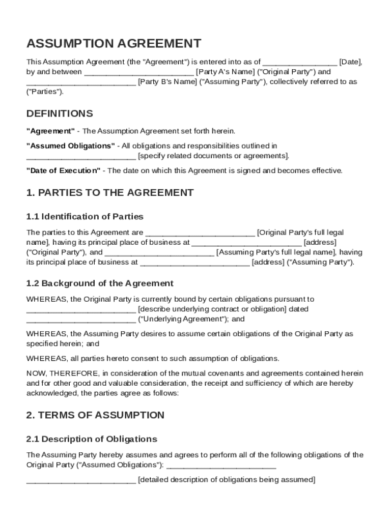 Assumption Agreement Template: Fill out & sign online | DocHub