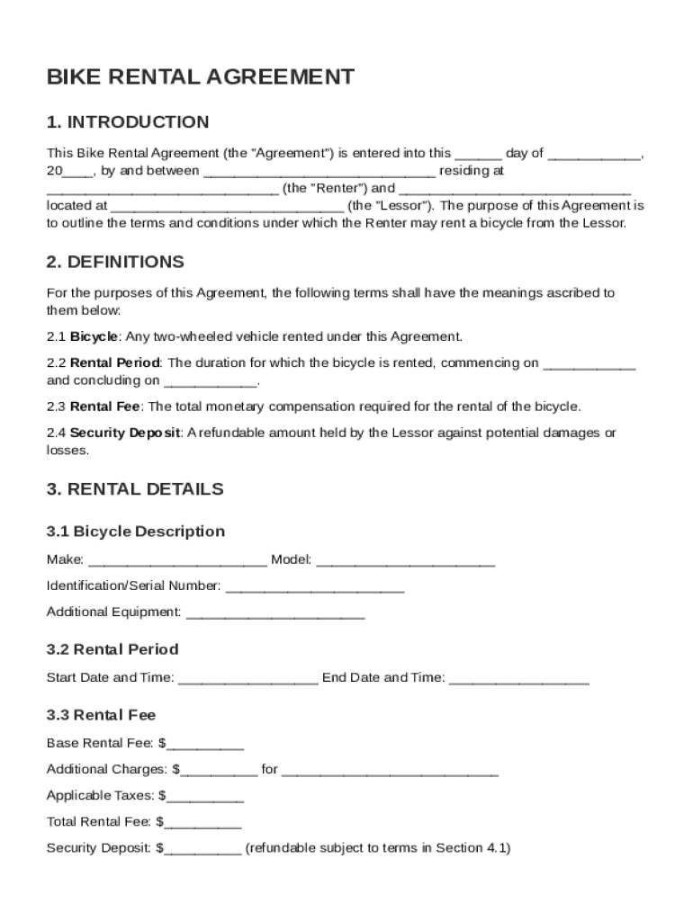 Bike Rental Agreement Template: Fill out & sign online | DocHub
