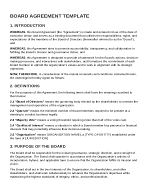 Board Agreement Template Form - Fill Online, Printable, Fillable, Blank ...