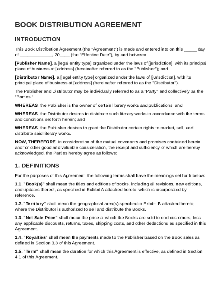 Book Distribution Agreement Template: Fill out & sign online | DocHub