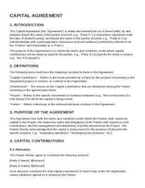 Capital Agreement Template Form - Fill Online, Printable, Fillable ...