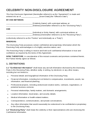 Celebrity Non Disclosure Agreement Template - Fill and Sign Printable ...