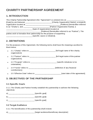 Charity Partnership Agreement Template Form - Fill Online, Printable ...