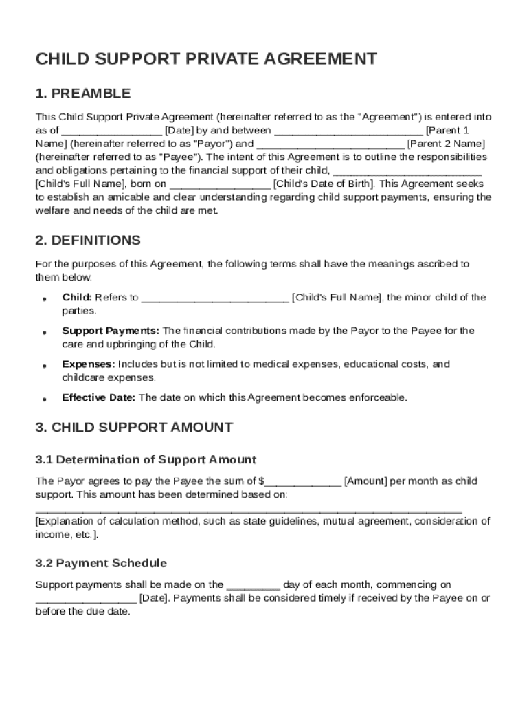 Child Support Private Agreement Template: Fill out & sign online | DocHub