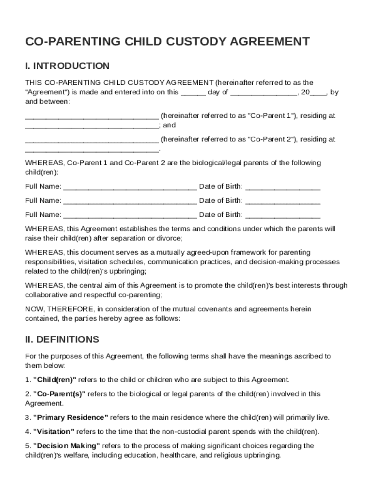 Co Parenting Child Custody Agreement Template: Fill out & sign online | DocHub