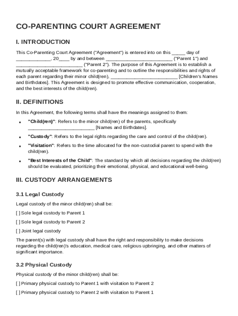 Co Parenting Court Agreement Template: Fill out & sign online | DocHub