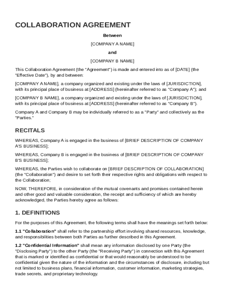 Collaboration Between Two Companies Agreement Template: Fill out & sign ...