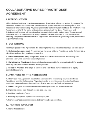 Collaborative Nurse Practitioner Agreement Template Form - Fill Online ...