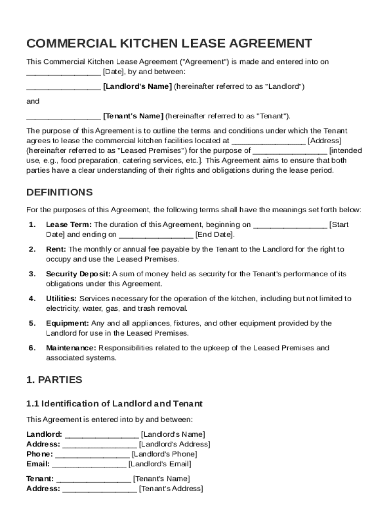 Commercial Kitchen Lease Agreement Template: Fill out & sign online ...