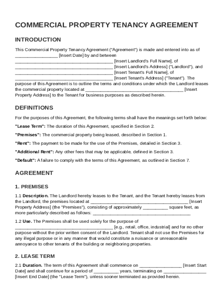 Commercial Property Tenancy Agreement Template: Fill out & sign online ...