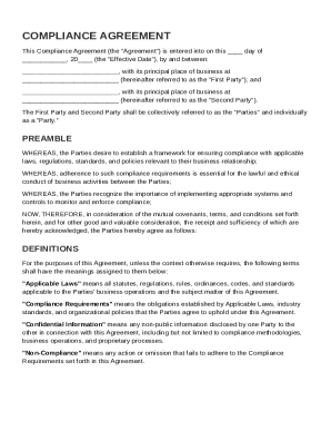 Compliance Agreement Template - Fill and Sign Printable Template Online
