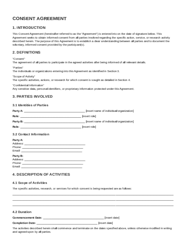 Consent Agreement Template Form - Fill Online, Printable, Fillable ...