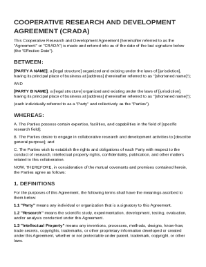 Cooperative Research And Development Agreement Template - Fill and Sign Printable Template Online