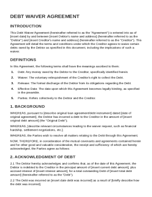 Debt Waiver Agreement Template - Fill and Sign Printable Template Online
