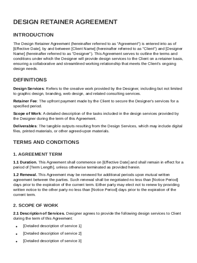 Design Retainer Agreement Template: Fill out & sign online | DocHub