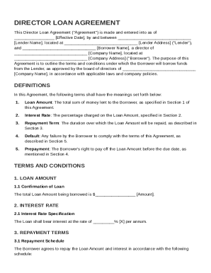 Director Loan Agreement Template Form - Fill Online, Printable ...