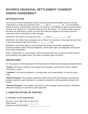 Divorce Financial Settlement Draft Consent Order Form - Fill Online ...