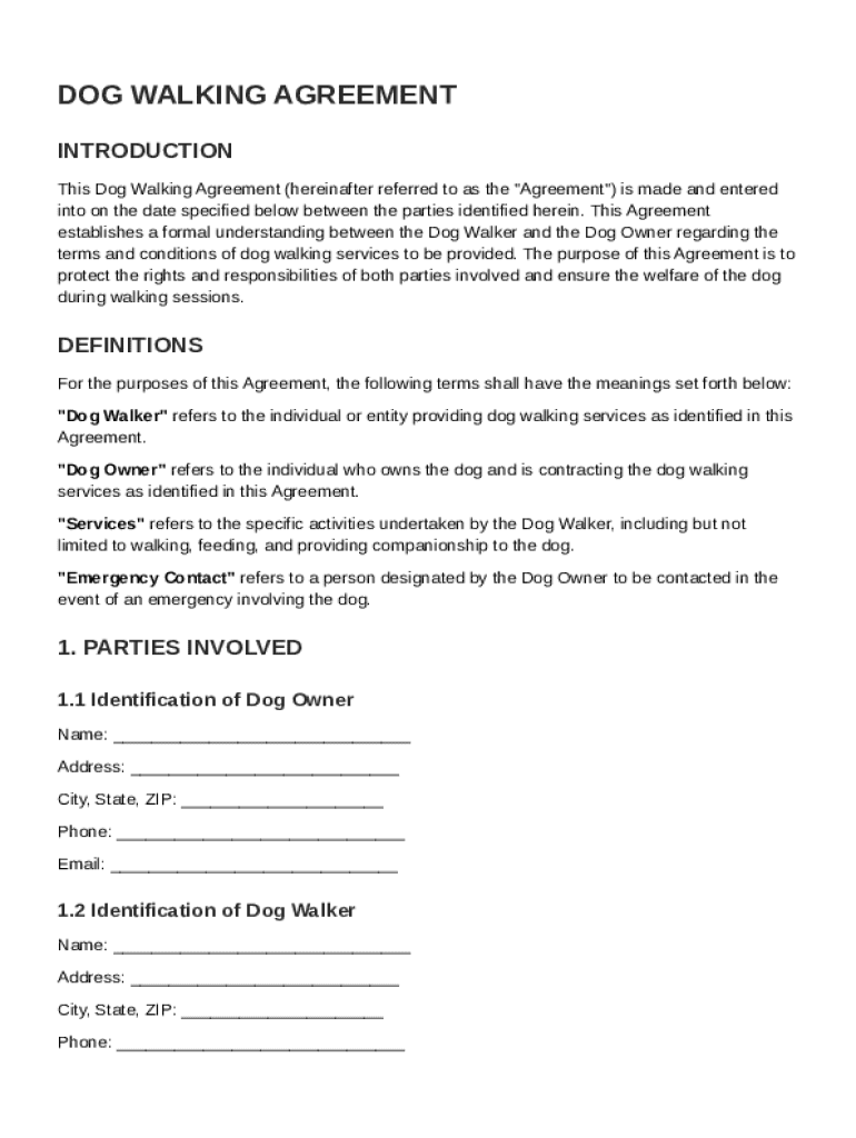 Dog Walking Agreement Template: Fill out & sign online | DocHub