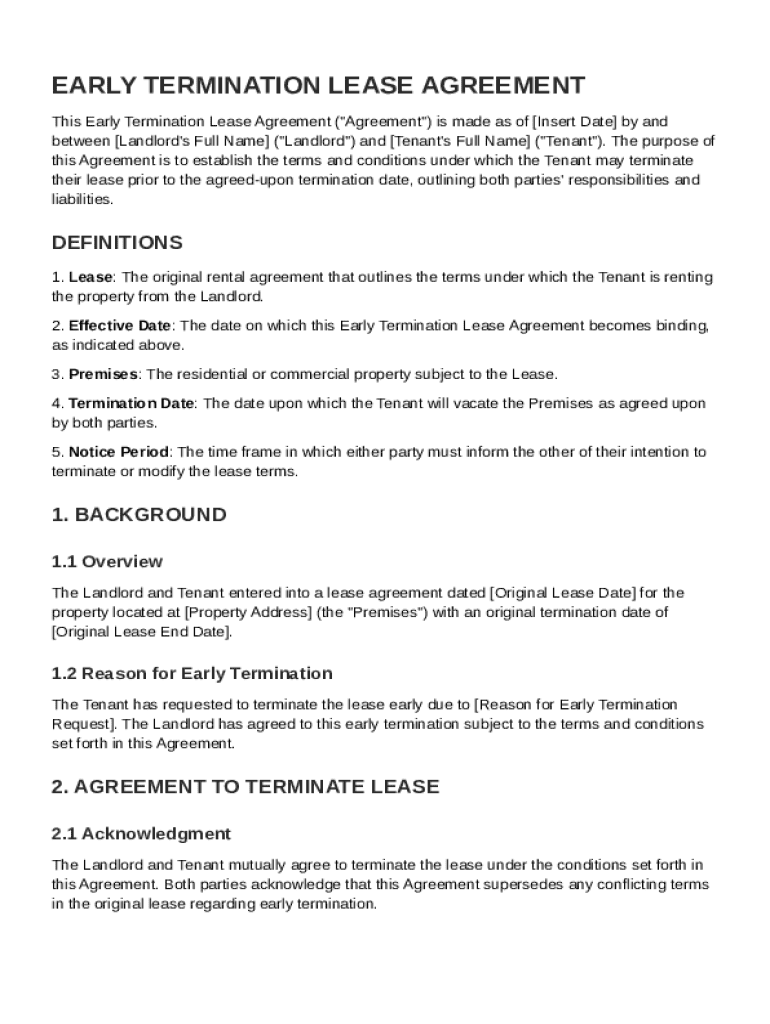 Early Termination Lease Agreement Template: Fill out & sign online | DocHub