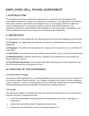 Fillable Online Employee Cell Phone Agreement Template Fax Email Print ...