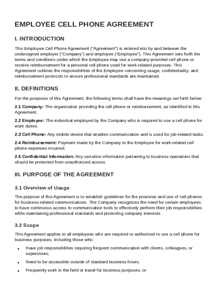 Employee Cell Phone Agreement Template: Fill out & sign online | DocHub