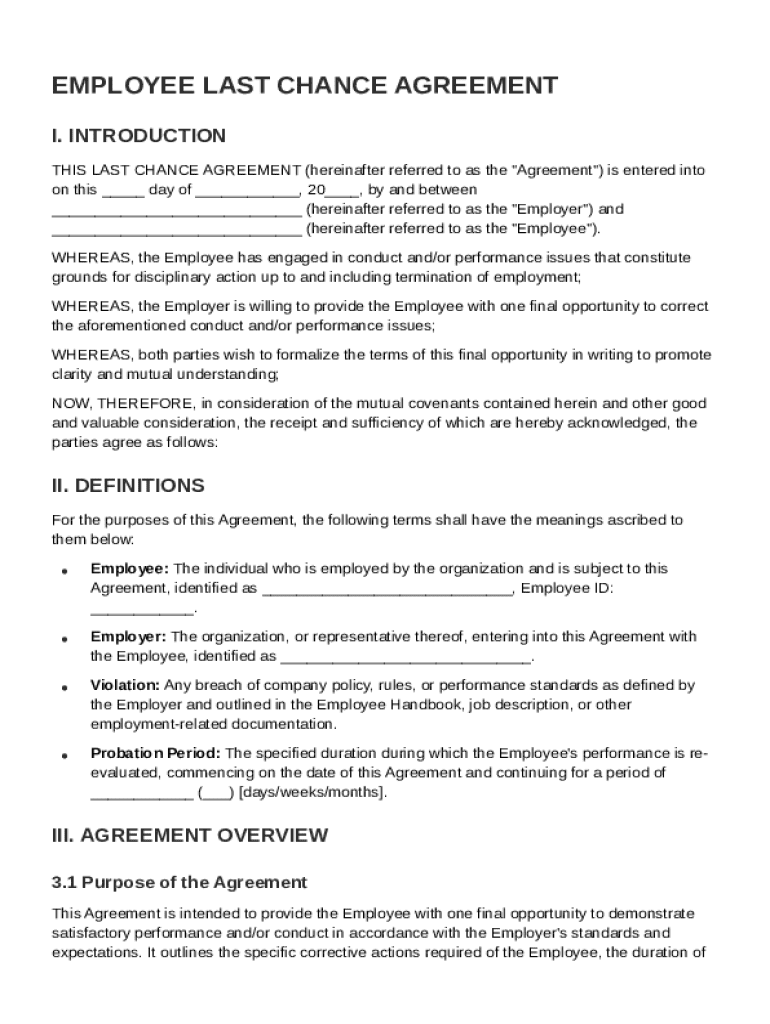 Employee Last Chance Agreement Template: Fill out & sign online | DocHub