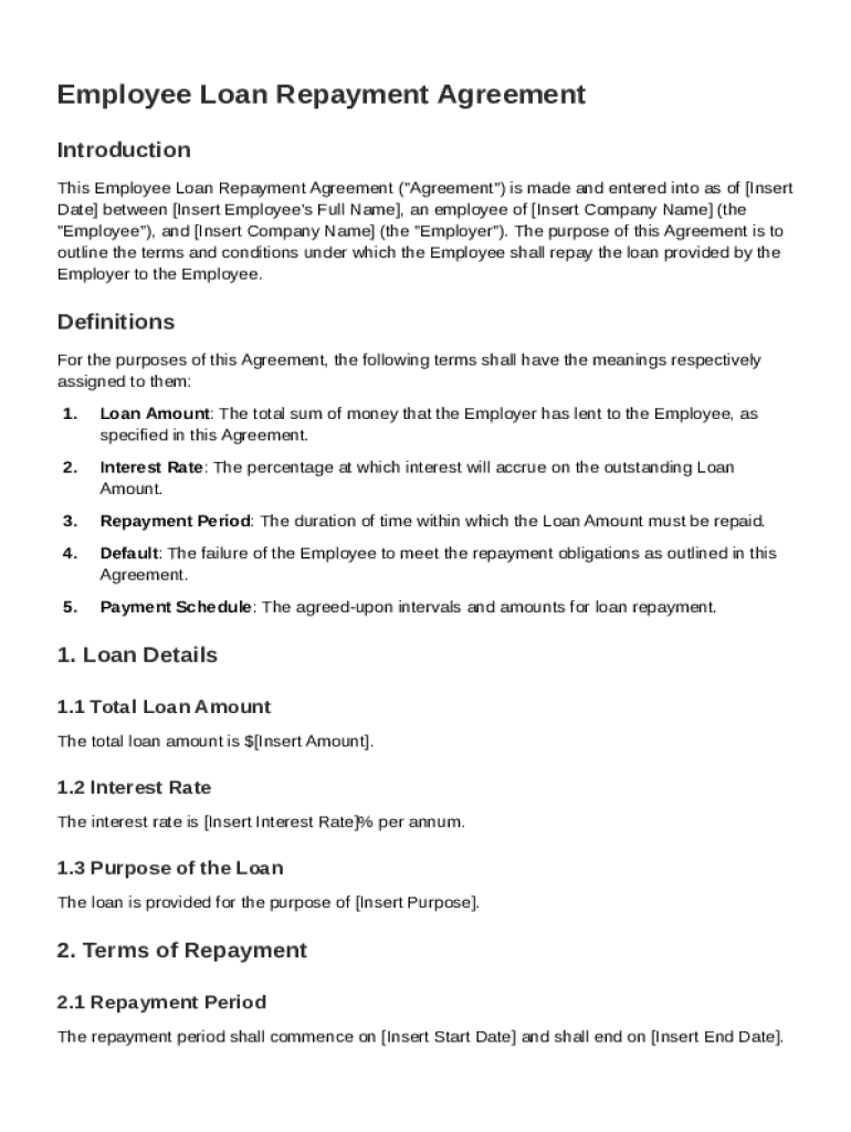 Employee Loan Repayment Agreement Template: Fill out & sign online | DocHub
