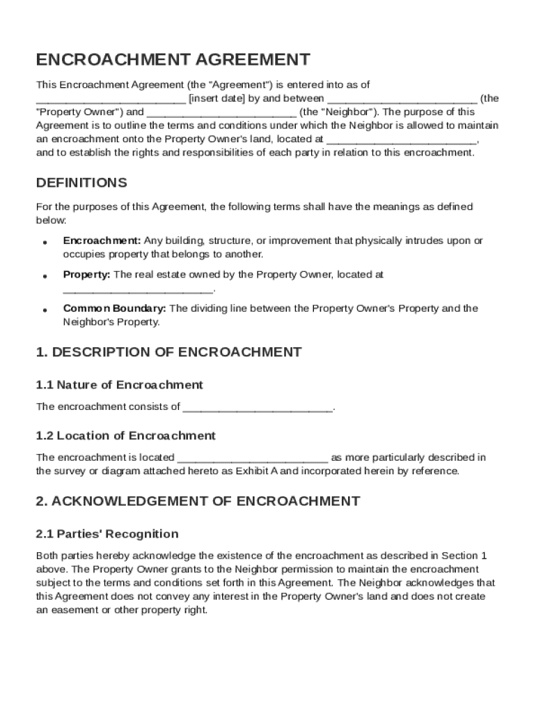 Encroachment Agreement Template: Fill out & sign online | DocHub