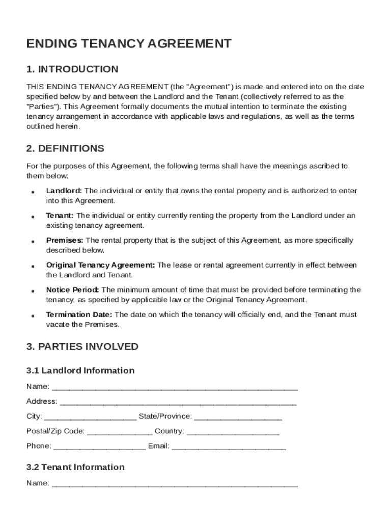 Ending Tenancy Agreement Template: Fill out & sign online | DocHub
